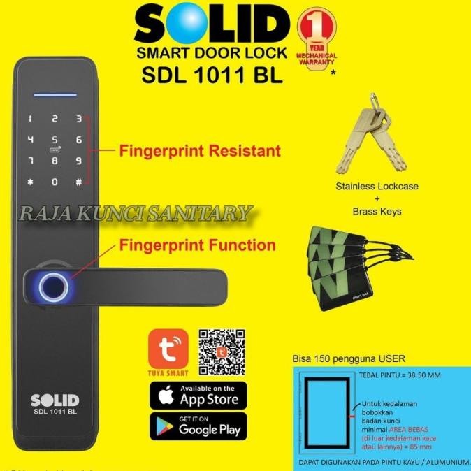Jual SOLID Smart Door Lock SDL 1011 BL/Smart Lock Solid/Kunci Digital Solid [terbaik] | Shopee ...