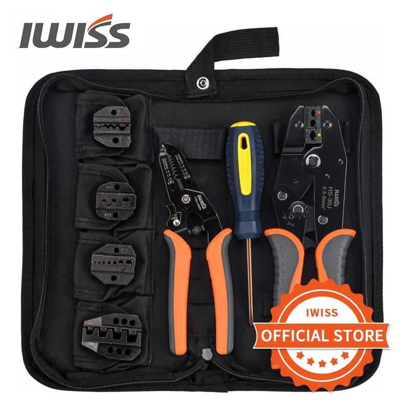 Jual IWISS Ratchet Wire Crown Tool Kit W/ 5 Jaws yang dapat dipertukarkan, striper kawat ...