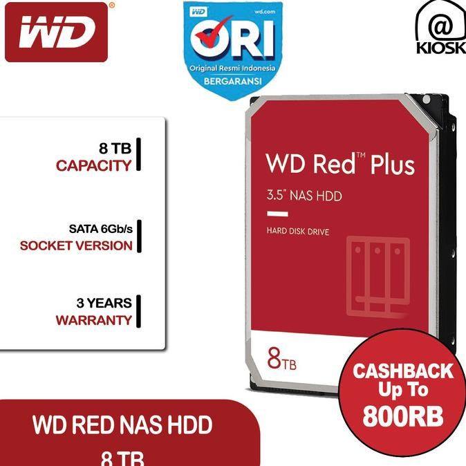 Jual Wd Red Plus 8Tb - Nas Hdd - 3.5" Internal Hdd /Baru/Garansi 3 ...