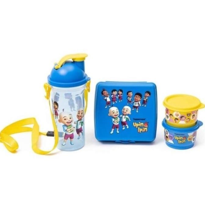 Jual Tupperware upin Ipin lunch set tempat makan botol minum anak | Shopee Indonesia