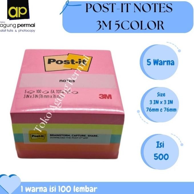 Jual Premium !! Post-It Notes 3M 654-5PK (Isi 5 Warna) | Shopee Indonesia