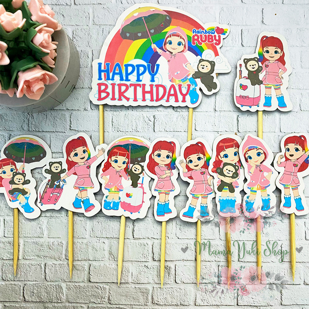 Jual Topper Cake Hiasan Kue Ulang Tahun Anak Karakter Kartun RAINBOW ...