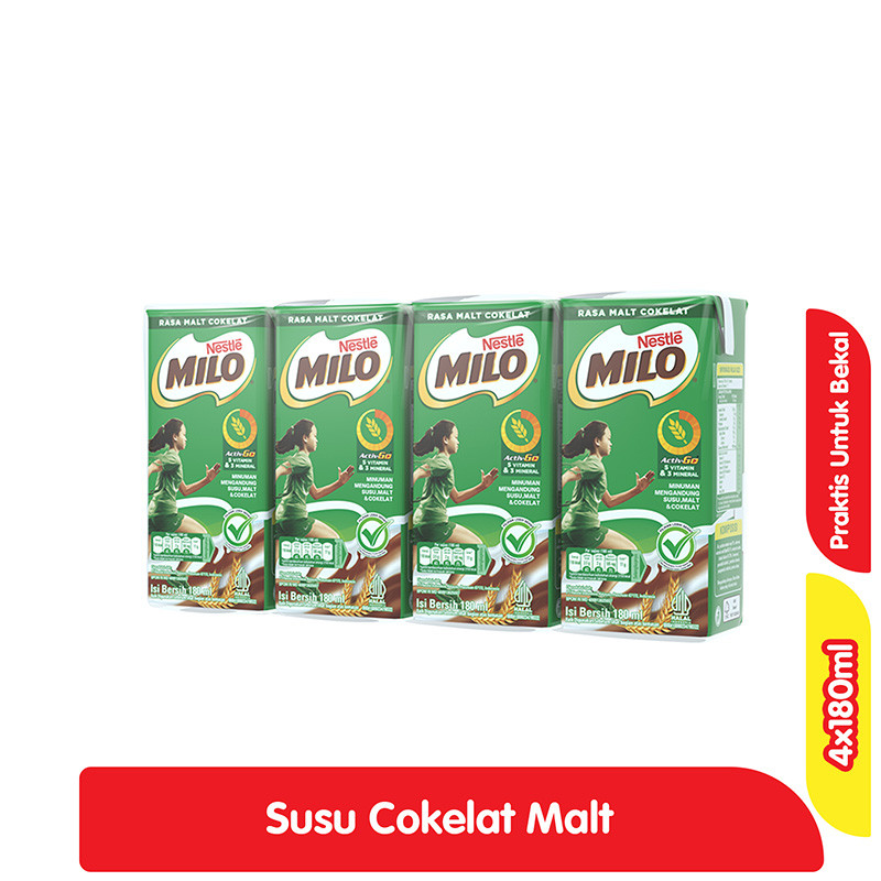 Jual Milo UHT Activ-Go Pack Kotak 4 x 180 ml | Shopee Indonesia