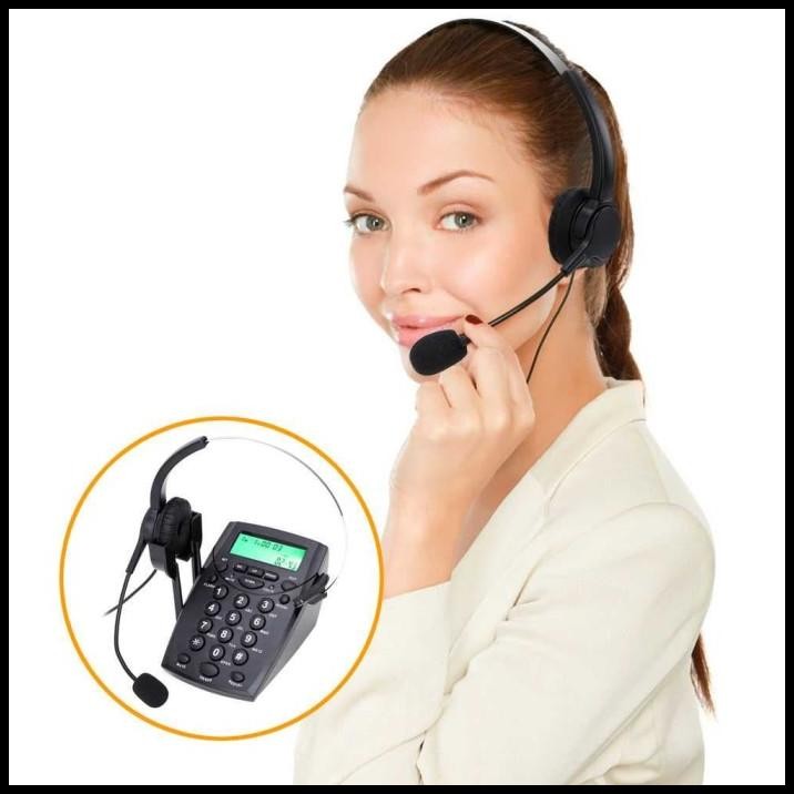 Jual Telephone Desk Ht500 With Headset Handsfree Call Center | Shopee ...