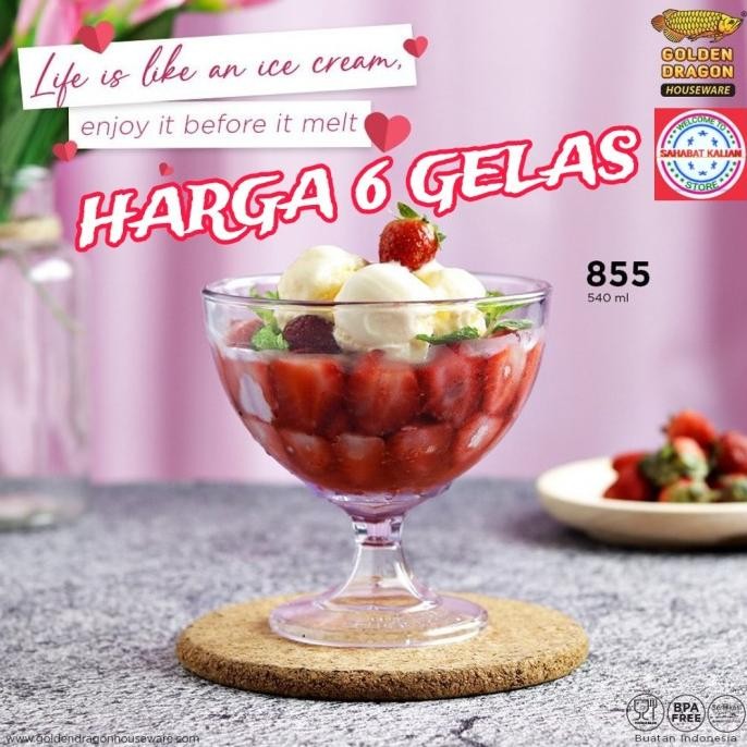 Jual promo gelas es teler golden dragon 855 540ml 1 box isi 6 pcs | Shopee Indonesia