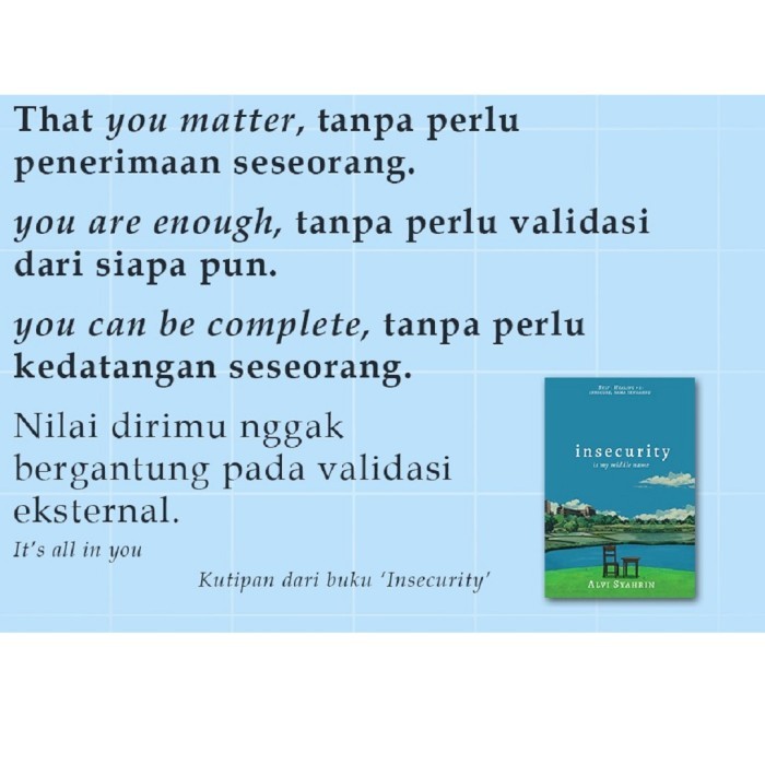 Jual TERLARIS! Insecurity is My Midde Name Buku Alvi Syahrin Insecure ...