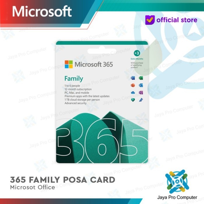Jual Microsoft Office 365 Family POSA CARD Software Original Pc & Mac ...