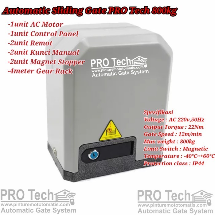 Jual Smart Automatic Sliding Gate Pro Tech 800 Kg Mesin Pagar Otomatis ...