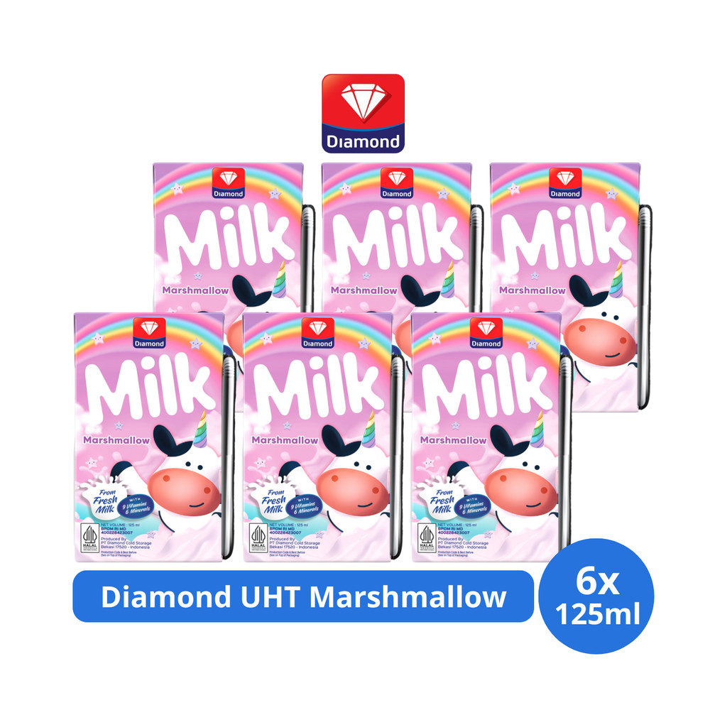 Jual Diamond Milk Susu UHT Marshmallow 125ml x 6 pcs | Shopee Indonesia