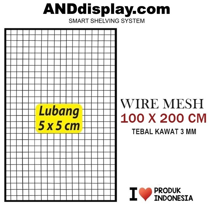 Jual Wire Grid Mesh 100 X 200 Cm - Kawat Jaring Kotak - Ram Dinding ...