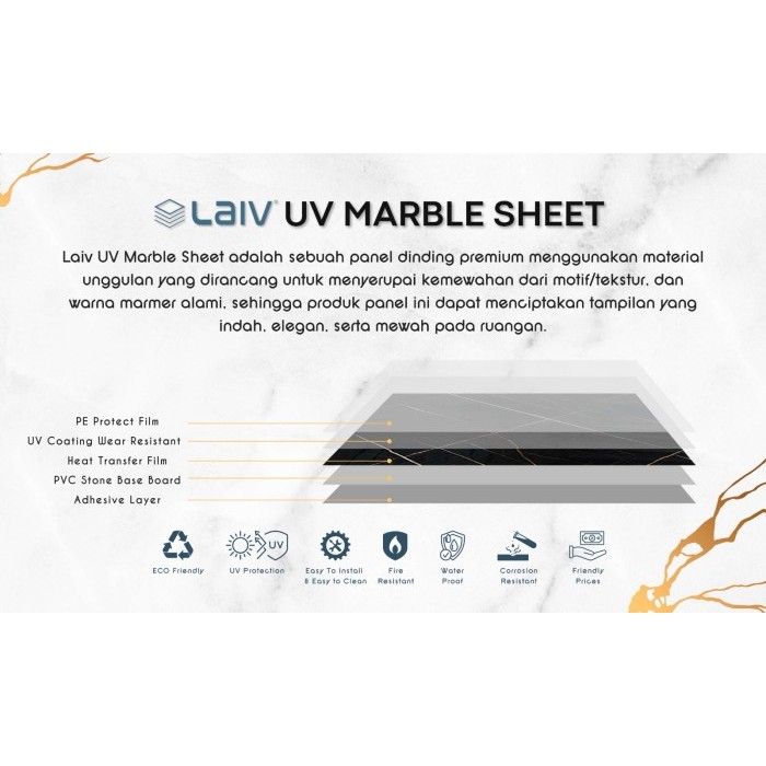 Jual Lai V Upvc Uv Marble Panel / Elegant Uv Marble Sheet / Panel Flat ...