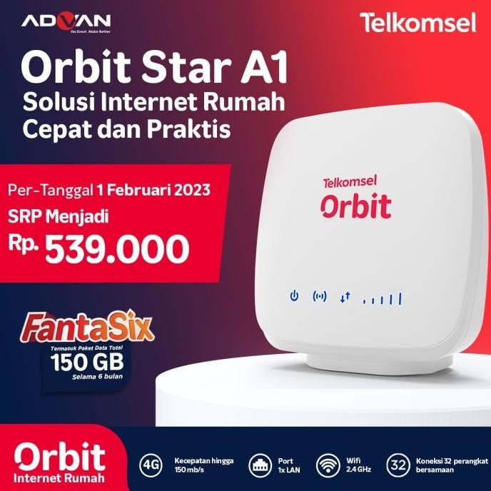 Jual MODEM MIFI WIRELESS ROUTER TELKOMSEL ORBIT STAR A1 FREE PERDANA ...