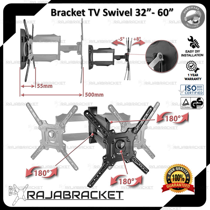 Jual Braket tv Breket tv Bracket tv swivel 32 40 42 43 50 55 60 inch ...