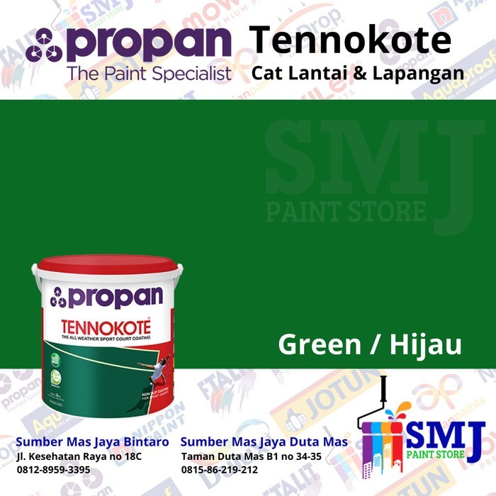 Jual Cat Lapangan Basket Tennis PROPAN TENNOKOTE warna Hijau GREEN 25kg ...