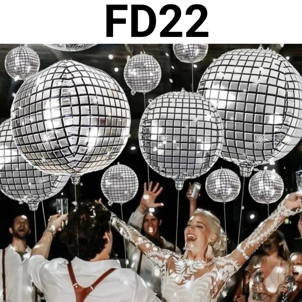 Jual FD22 Balon foil bola bulat disco orbz 4D 22inch papaya balon disko ...