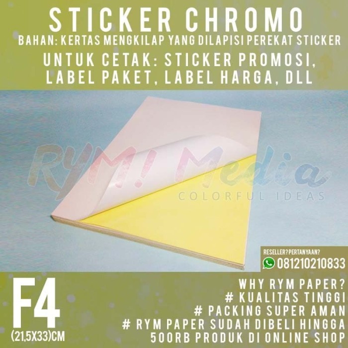 Jual Kertas Sticker Chromo F4 (1 Rim/500 lembar) | Shopee Indonesia