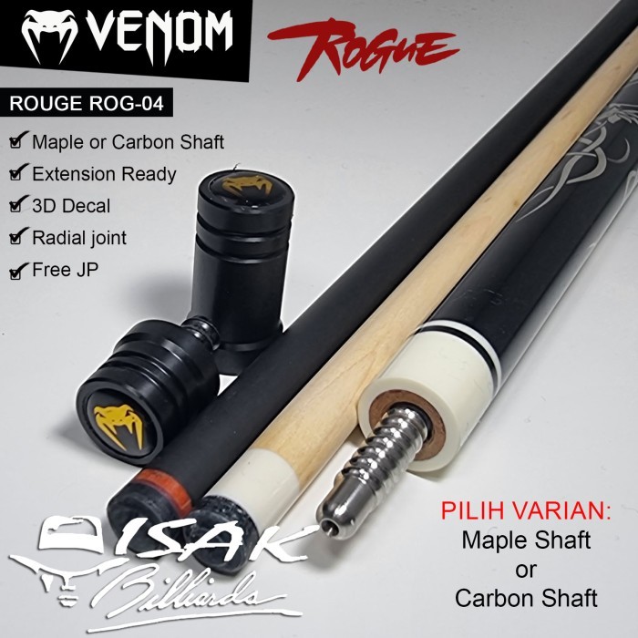 Jual Murah Venom Rogue ROG-04 Pool Cue - Radial Maple Carbon Ext Stick ...