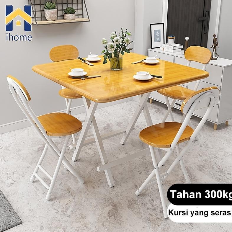 Jual Meja Lipat Set 4 Kursi/Meja Makan 100x60CM/Meja Makan Lipat / Meja Makan Portable | Shopee ...