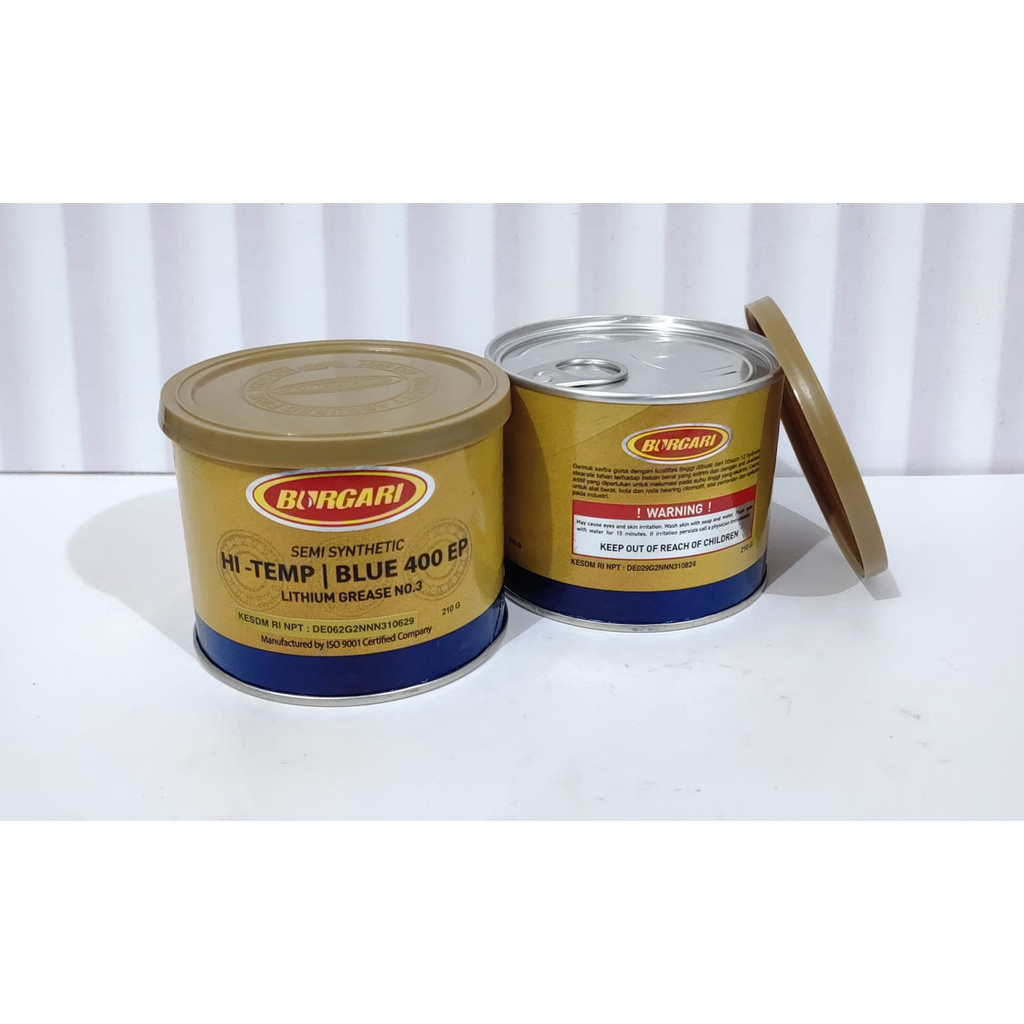 Jual grease gemuk pelumas Burgari Lithium Hi-temp Blue 400EP 210gr ...
