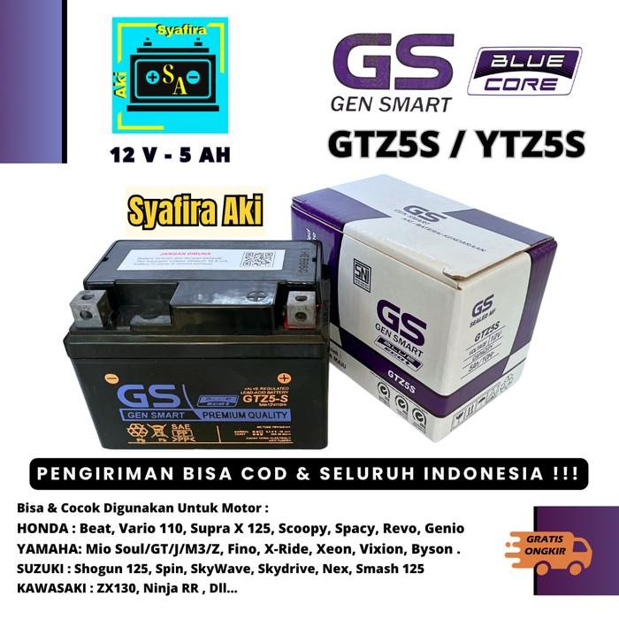 Jual Aki Motor Mio Gt, Mio Soul, X-Ride, Fino, Xeon Gtz5S Gs Gen Smart Mf Terbaru 100 % Original ...