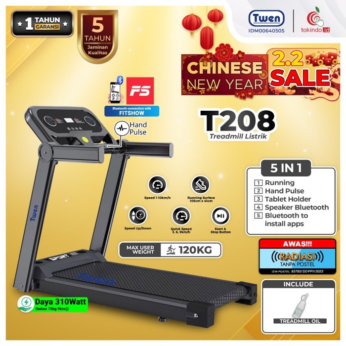 Jual Treadmill Elektrik Twen T205 T208 Promo Termurah Teadmill Listrik ...