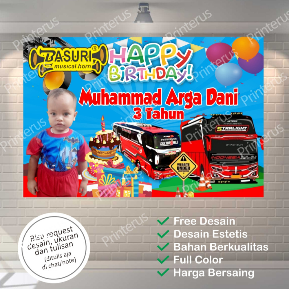 Jual Promo Spanduk Banner Baner Ulang tahun Happy Birthday anak BUS ...