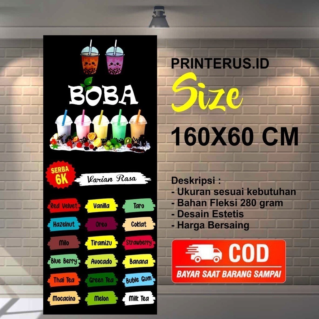 Jual Spanduk banner boba termurah bisa Bayar COD tanpa tiang | Shopee ...