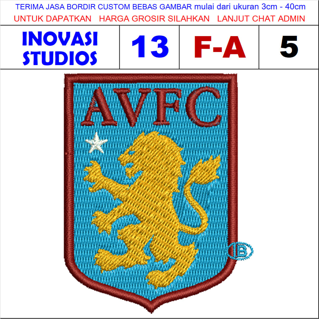 Jual PATCH BORDIR LOGO F-A5 BOLA PREMIER LEAGUE INGGRIS CLUB ASTON ...