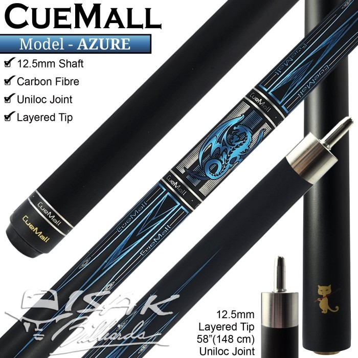 Jual CueMall Azure - Carbon Uniloc Low Deflection Stick Billiard Cue ...