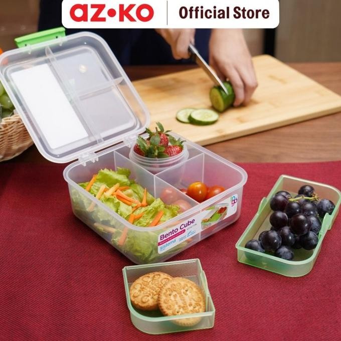 Jual AZKO Sistema 1.65 ltr Kotak Makan 3 Sekat Dengan Yogurt Pot | Shopee Indonesia