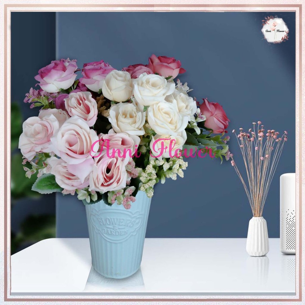Jual GROSIR BUNGA PELAMINAN - ROSE BLUEBERRY / MAWAR ARTIFICIAL CABANG ...