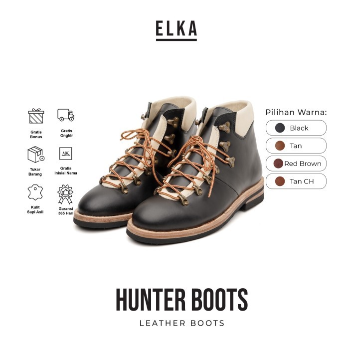 Jual Sepatu Boots Pria Kulit Asli Hunter Boots LTHRKRFT | Shopee Indonesia