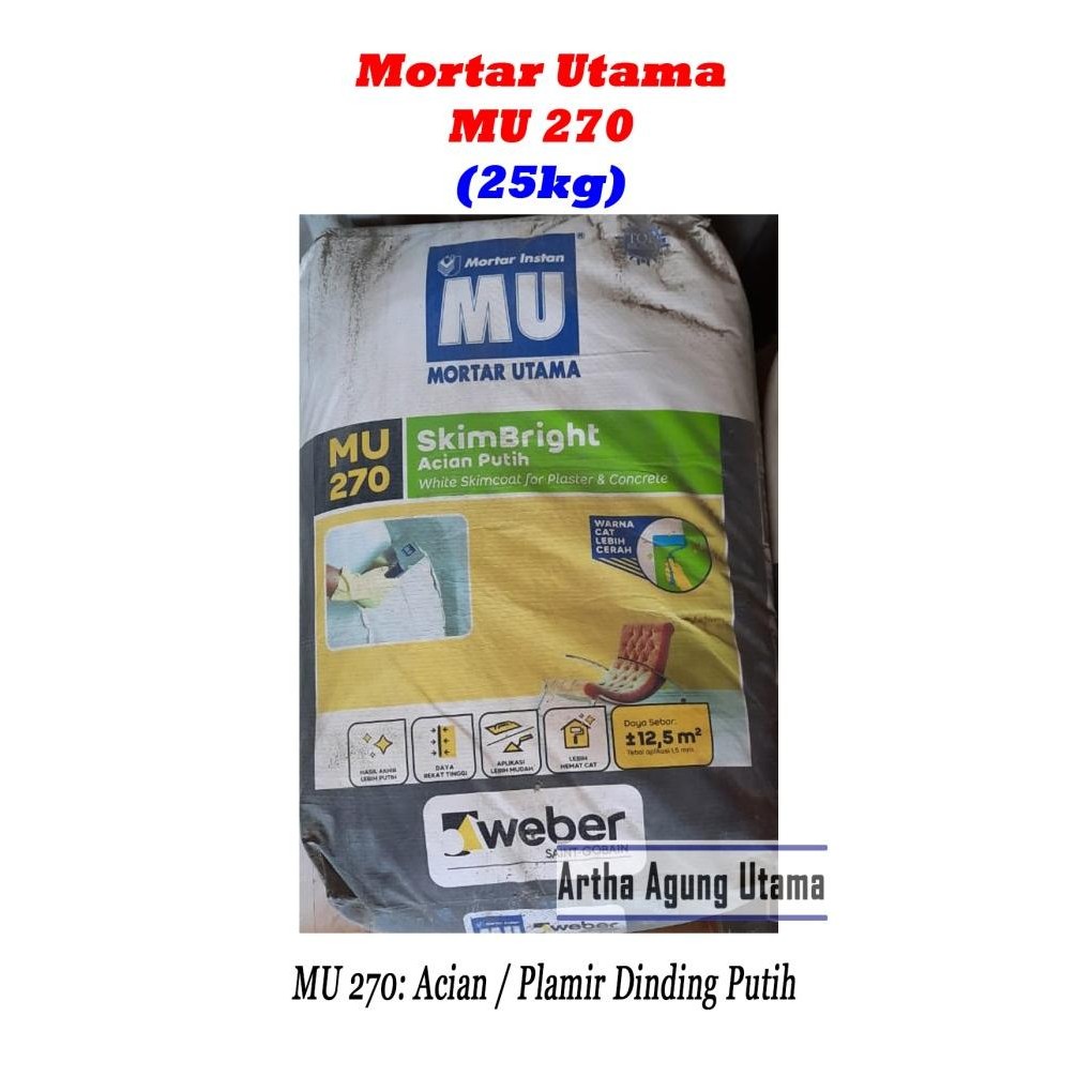 Jual yang dicari] Semen Mortar Utama MU-270 SkimBright Acian Putih 25Kg ...