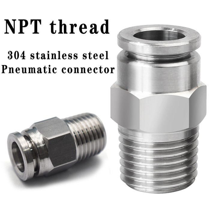 Jual CHROMEE 304 stainless steel NPT threaded PC straight through ...