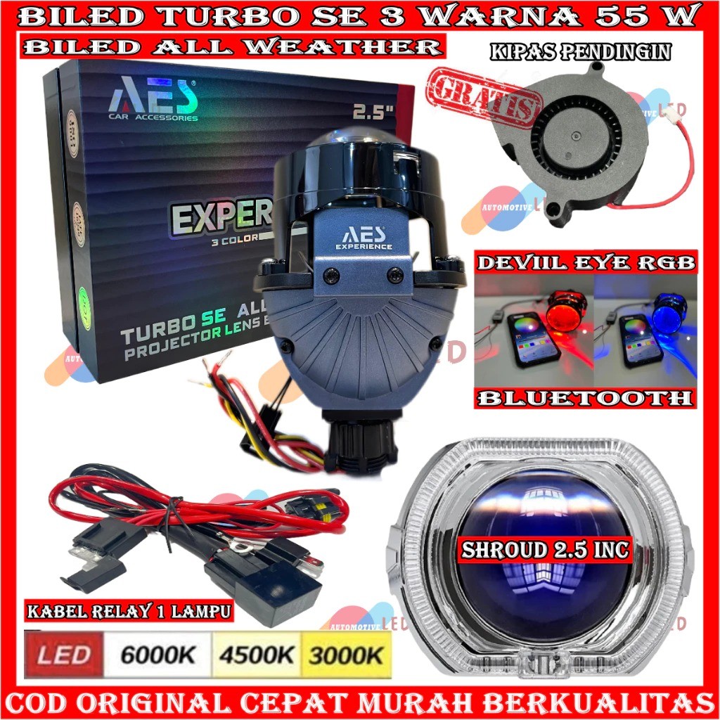 Jual COMBO PAKET HEMAT BILED AES TURBO SE EXPERIENCE 60 WATT ORIGINAL ...