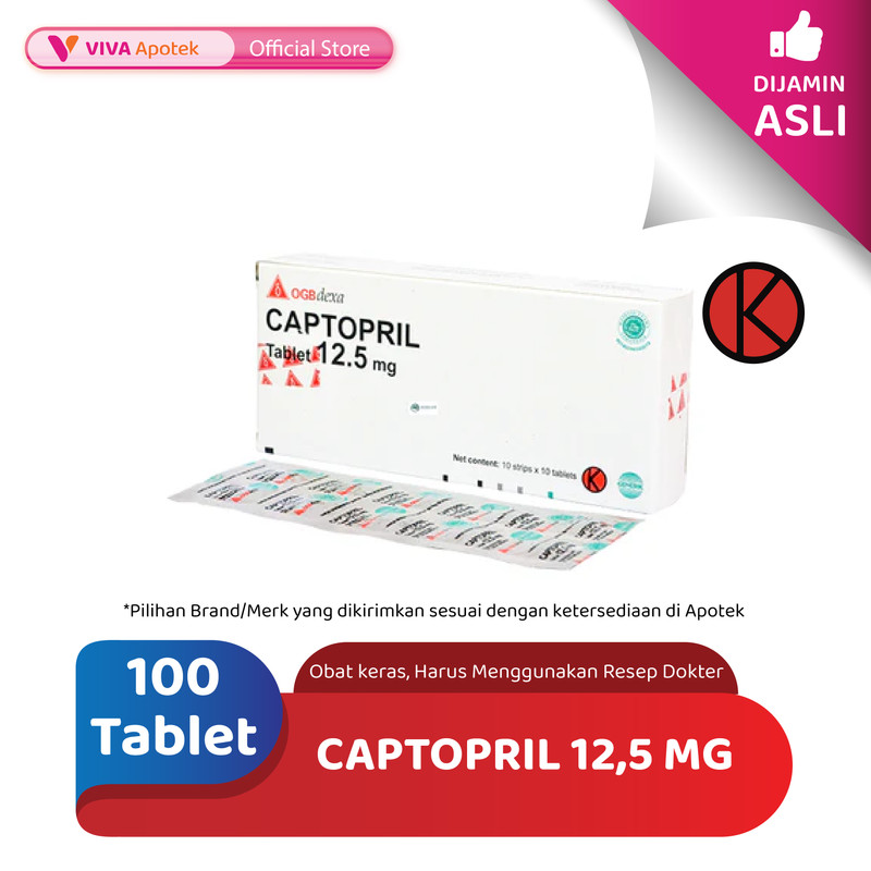 Jual Captopril 12,5 mg / Hipertensi / Darah Tinggi (100 Tablet ...