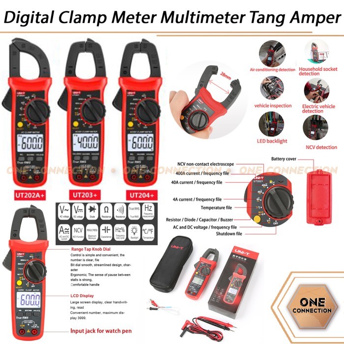 Jual Uni-T UT202A+ UT203+ UT204+ Digital Clamp Meter Multimeter Tang Amper | Shopee Indonesia