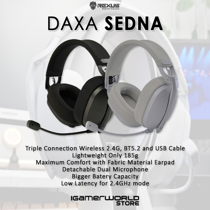 Jual NEW Rexus Daxa SEDNA Wireless Three Connection Gaming Headset ...