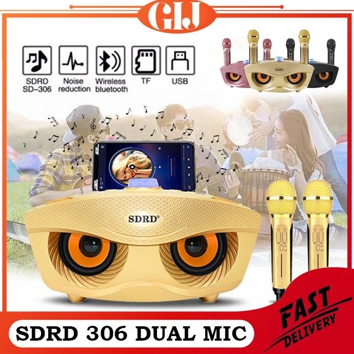 Jual Mic Speaker Karaoke 2 Mic Portable Wireless Bluetooth SDRD SD 306 | Shopee Indonesia