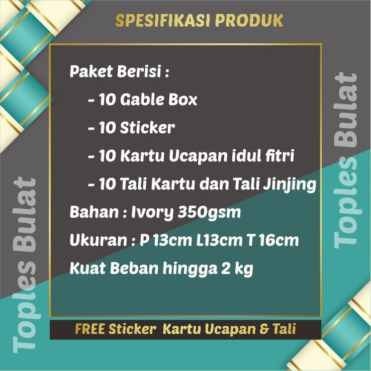 Jual 10Pcs Gable Box Lebaran Tali Jinjing/ Box Hampers Kue Kering Idul ...