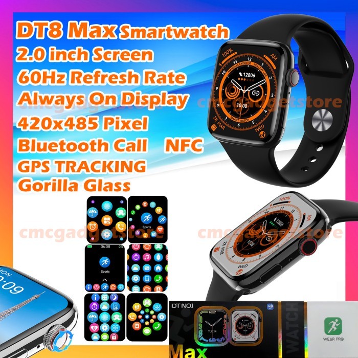 Jual Dt8 Max Smartwatch Dt 8 No 1 Gps 2.0 Inch Gorilla Glass Suhu Tubuh ...