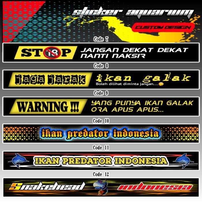 Jual SPECIAL Sticker list aquarium ikan predator ( channa dll ...