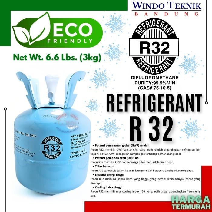 Jual FREON REFRIGANT AC R 32 TABUNG ISI 3KG PREON AC R32 TABUNG 3 KG ...