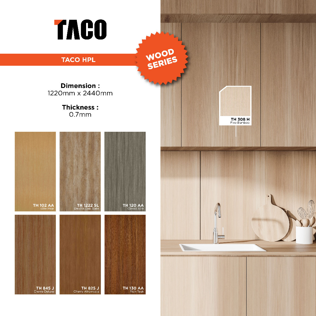 Jual TACO Laminate HPL Solid / Motif Kayu / Pattern per 1 lembar 122 CM X 244 CM | Shopee Indonesia