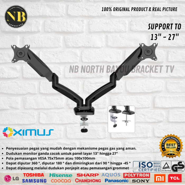 Jual BRACKET DUAL MONITOR GAS SPRING OXIMUS ZDP 1128 19"-34" PREMIUM ...