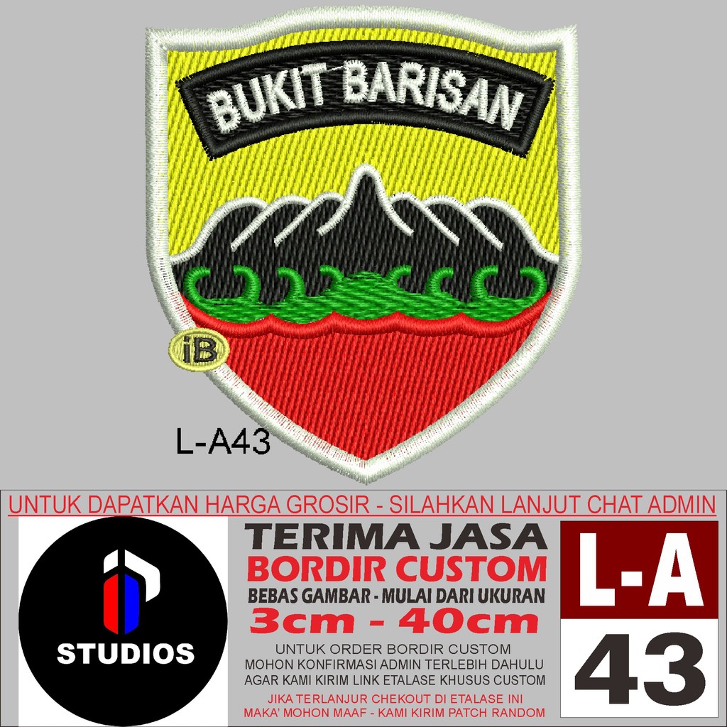 Jual PATCH BORDIR LOGO L-A43 BUKIT BARISAN - I STUDIOS REVIEW/TESTIMONI ...