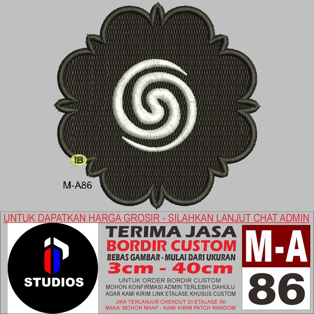 Jual PATCH BORDIR LOGO M-A86 DESAIN BUNGA TERONG DAYAK - I STUDIOS ...