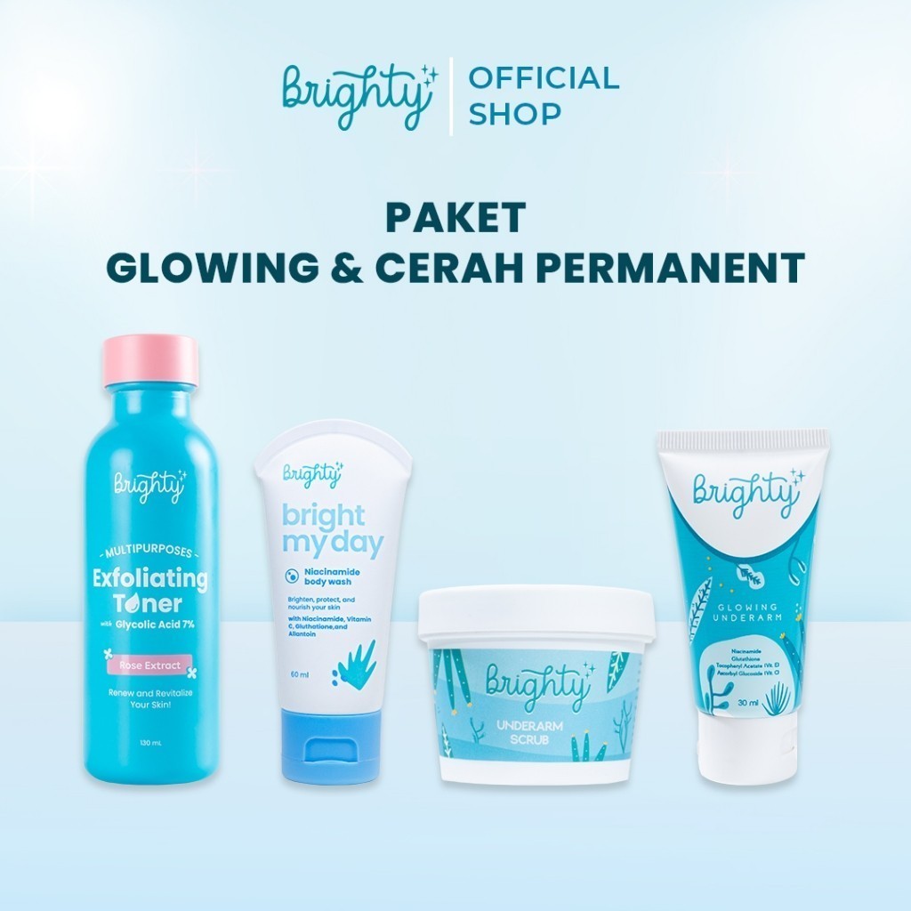 Jual Brighty Bundle Multipurpose Exfoliating Toner X Glowing Underarm X Underarm Scrub X Bright ...