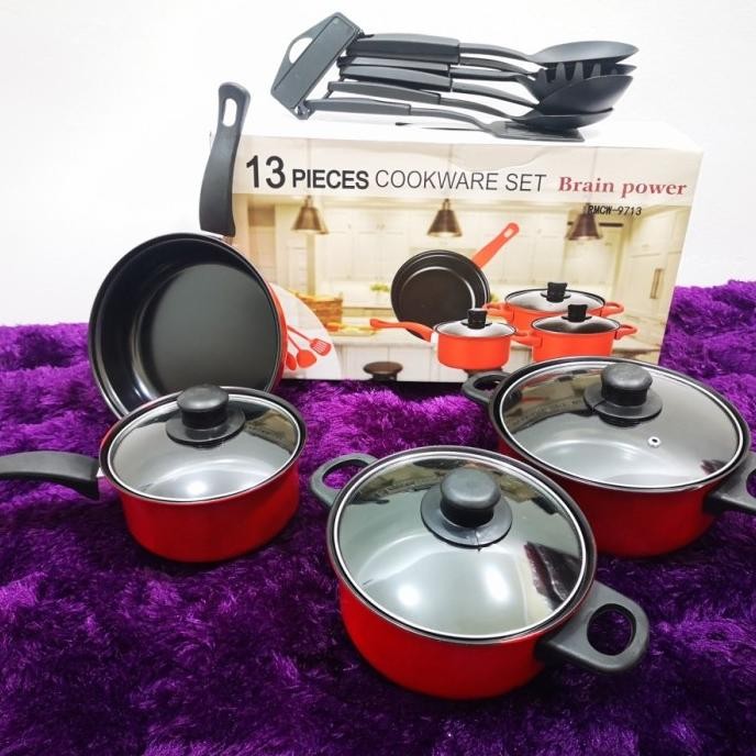 Jual Super Viral Panci Set 13 Pcs-Cookware Set Penggorengan Tutup Kaca ...