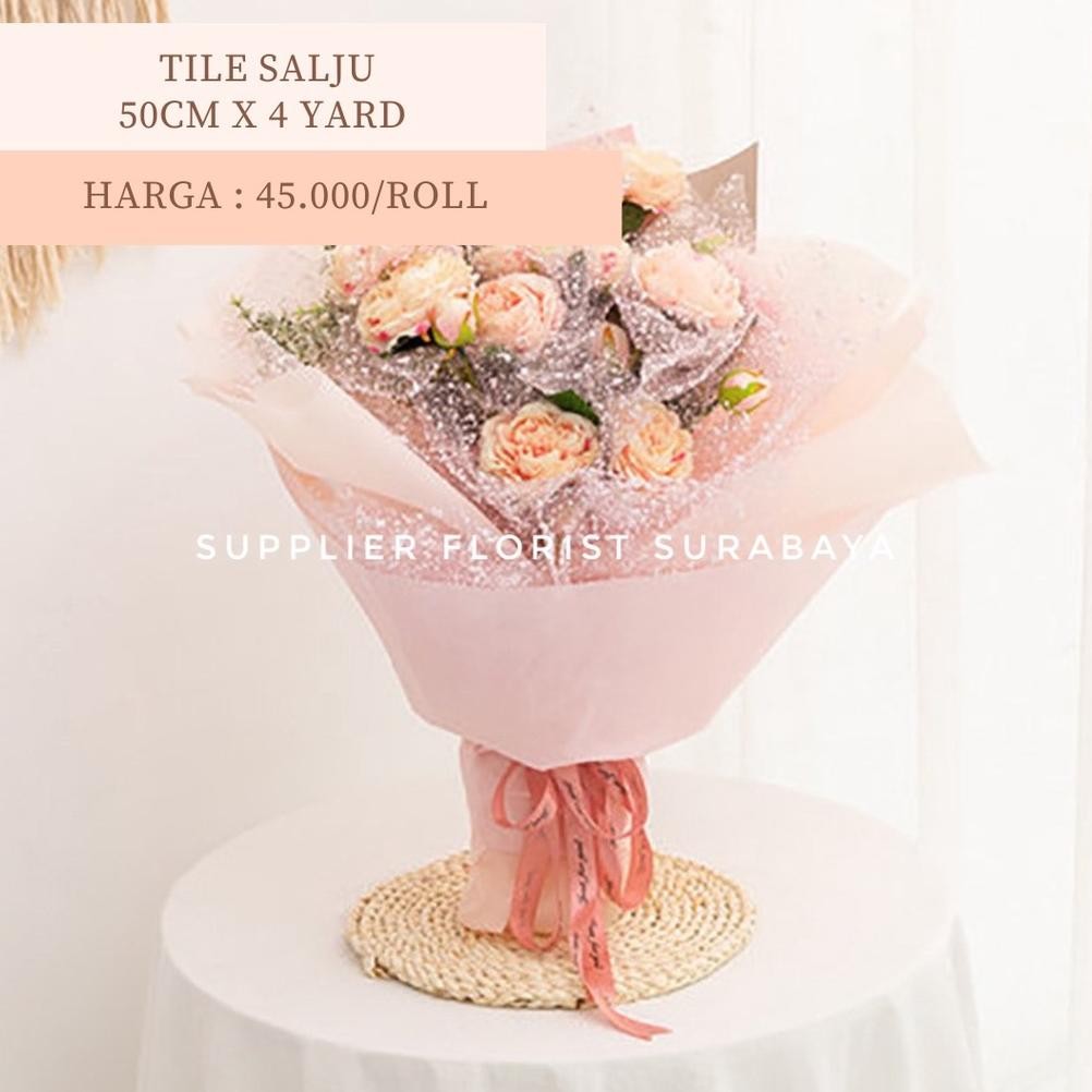Jual SPECIAL [1 ROLL 4 YARD] TILE SALJU WRAPING WRAPPING BUNGA KAIN ...